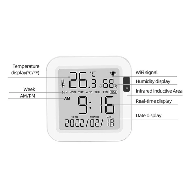 CAPTEUR TEMP??RATURE ET Humidit?? Maison avec Grand Ecran LCD pour Une ...