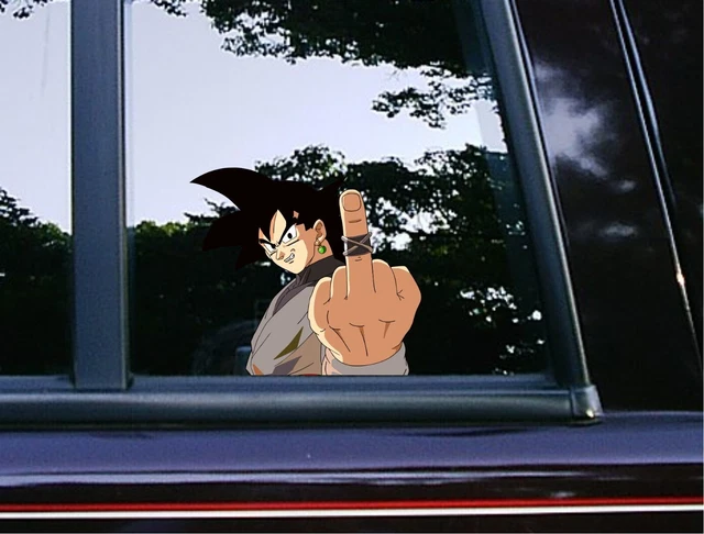 GOKU MIDDLE FINGER Peeking Window Vinyl Car Decals Anime Stickers ...
