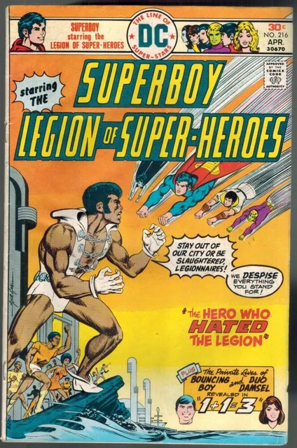 SUPERBOY LEGION OF Super-Heroes 216 1ère apparition Tyroc ! VG/FN 1976 ...