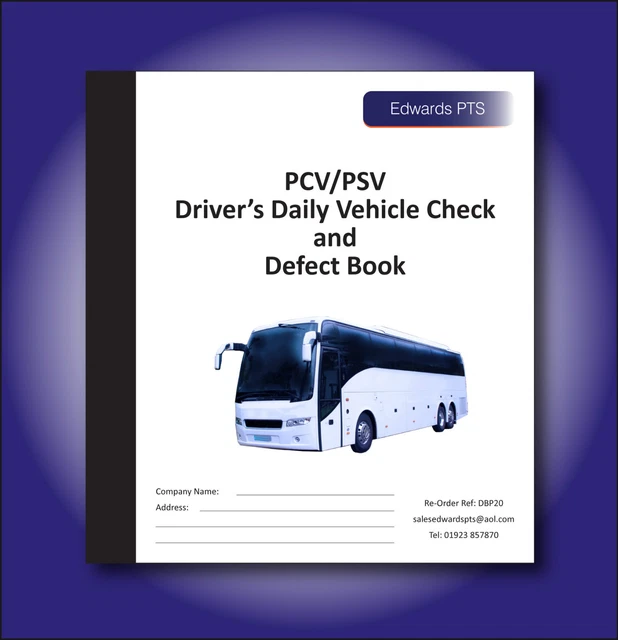 DRIVER'S DAILY VEHICLE Check & Defect Book-PCV/PSV Bus & Coach-20 Part ...
