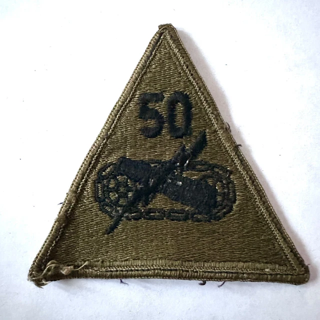 RARE VINTAGE MILITARY US Army 50th ARMORED Division Subdued Sew-on ...