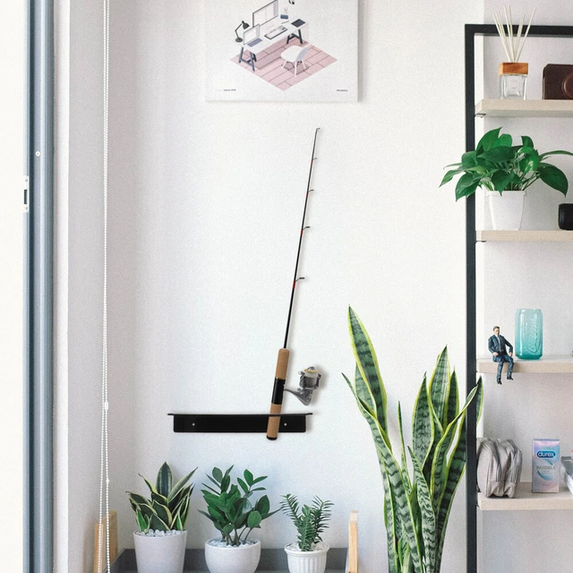 SUPPORTO PORTA GARAGE 2 paia supporto canne da pesca nero EUR 27,97 ...