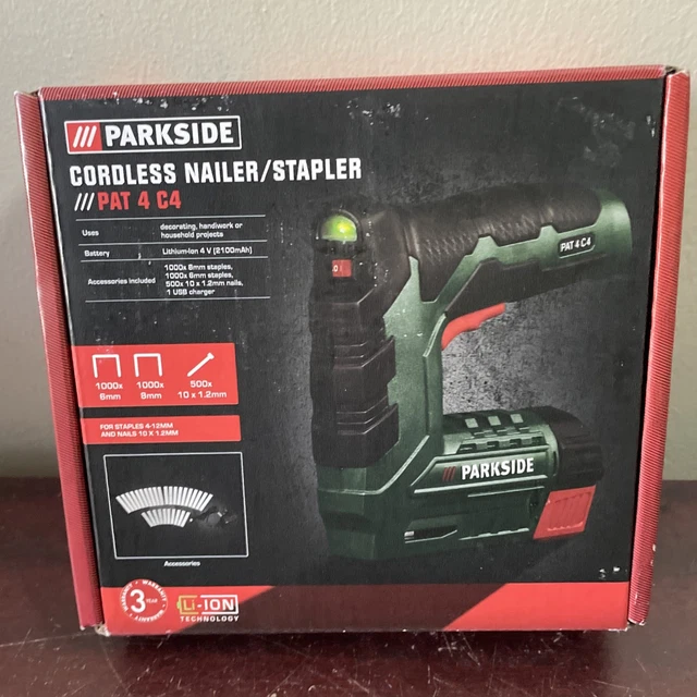 PARKSIDE CORDLESS NAILER & Stapler PAT 4 C4 , Same Day Dispatch Express ...