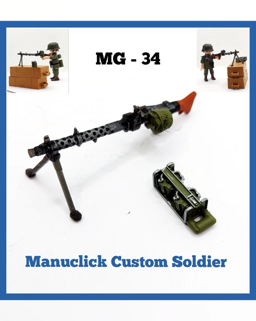 PLAYMOBIL CUSTOM WW2 MG34 AMETRALLADORA ALEMANIA SOLDADO ARMA GUERRA ...