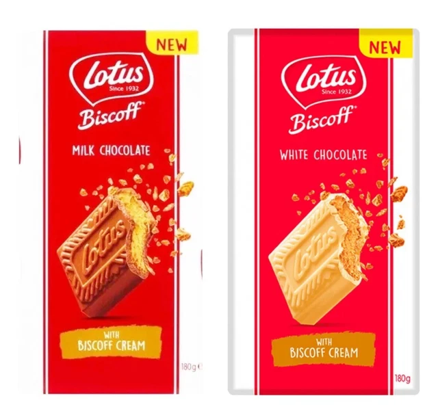 LOTUS BISCOFF CHOCOLATE Bar Multipack (White Chocolate + Milk Chocolate ...