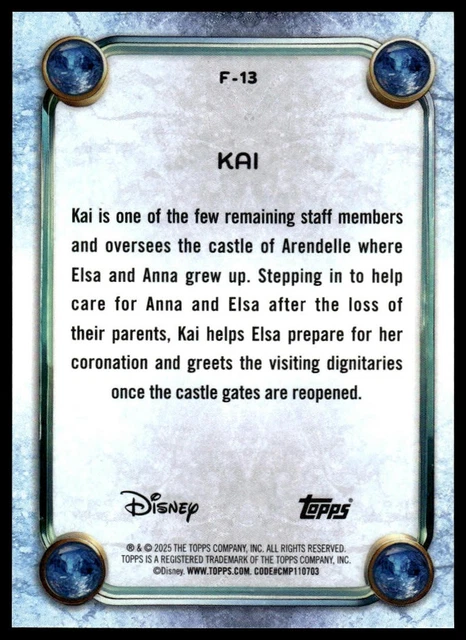 2025 TOPPS DISNEY Wonder #F-13 Kai Frozen Character Variation £1.81 - PicClick UK