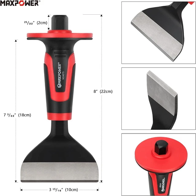 BOLSTER CHISEL SET 3-Pieces, MAXPOWER Masonry Chisel Set with Thickness ...