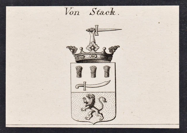 STACK ARMOIRIES COAT Of Arms Héraldique Genealogie Gravure sur Cuivre ...
