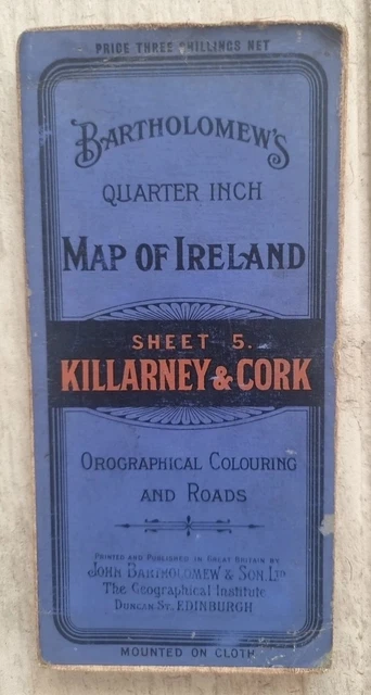 ANTIQUE ORDNANCE SURVEY Road Map of Dublin (Sheet 16) 1/2" to a Mile ...