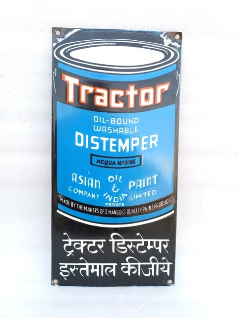 VINTAGE ANCIEN RARE Tractor Distemper By Asian Paint Ad Porcelaine ...