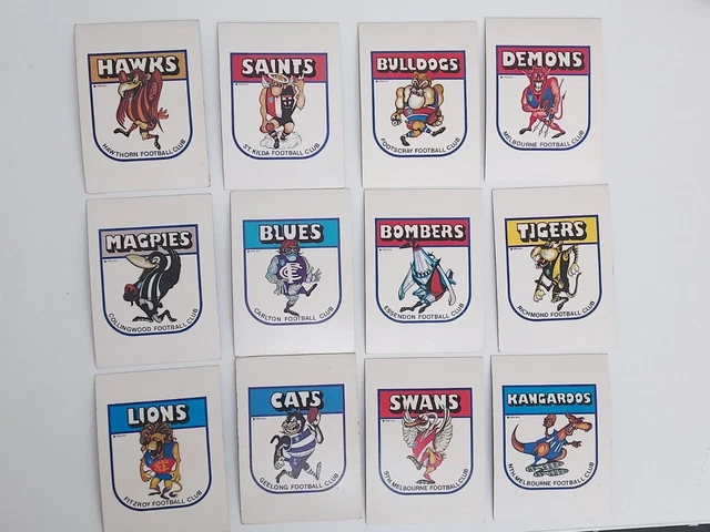 SCANLENS 1981 VFL footy cards - set of all 12 team checklists EXC ...