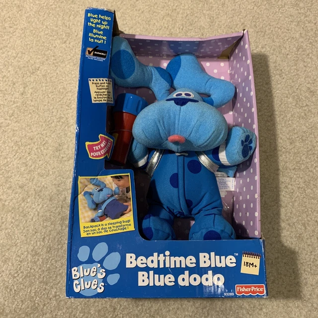 BLUE'S CLUES BEDTIME Blue Dog Plush Toy Flashlight Sleep Bag 1999 ...