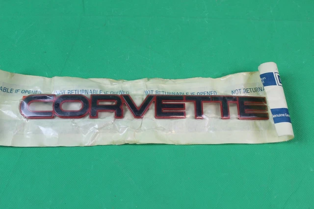 RARE NEW GENUINE Gm Rear Bumper Script Emblem Red Black 1990 Corvette ...
