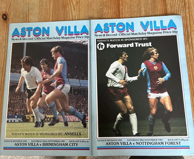 2 ASTON VILLA Programmes From The 81/82 Season £1.75 - PicClick UK