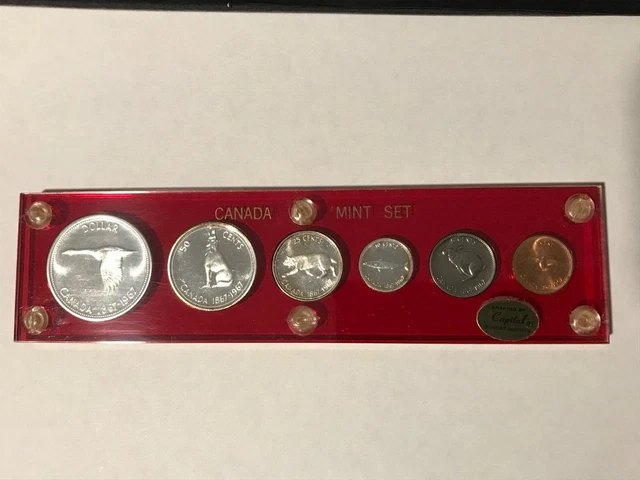 1967 CANADA COINS PROOF-LIKE Set SILVER IN A DELUX RED PLASTIC CASE ...