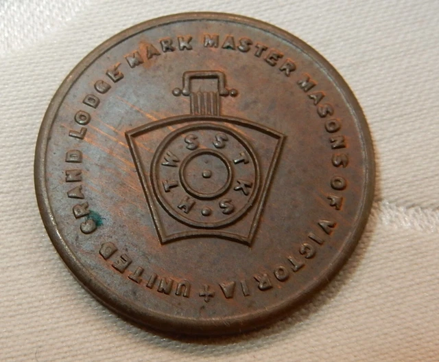 VINTAGE MASONIC MARK Penny Token Ugl United Grand Lodge 5899 Victoria ...