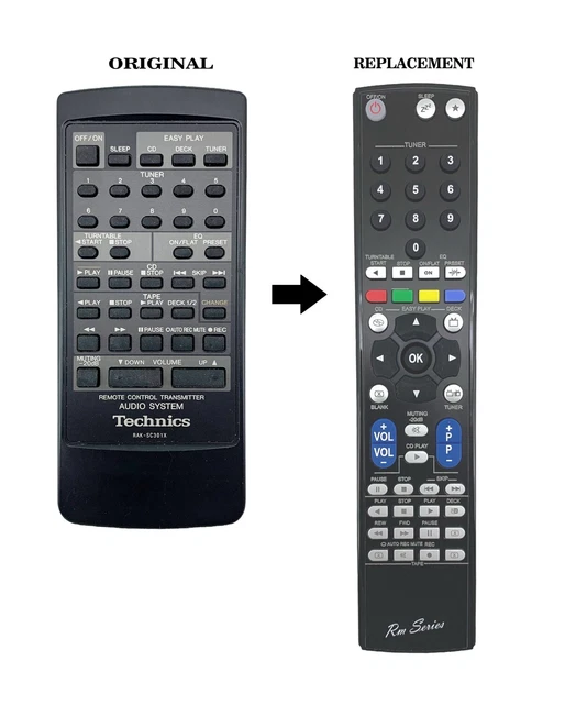 TECHNICS RAK-SC301X REMOTE Control Replacement with 2 free Batteries £ ...