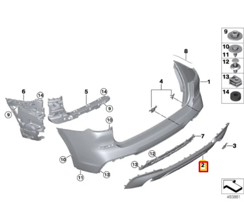 BMW X3 G01 M Diffuseur inférieur de pare-chocs arrière 51128094862 ...
