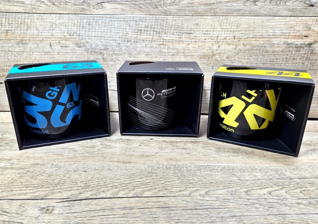 MERCEDES AMG PETRONAS Tasse mit Box 350ml Formel 1 George Russell Lewis ...