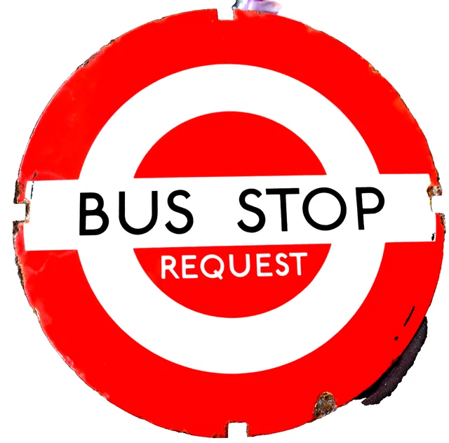 LONDON TRANSPORT TEMPORARY Request Bus Stop "Dolly Stop" Enamel Metal ...