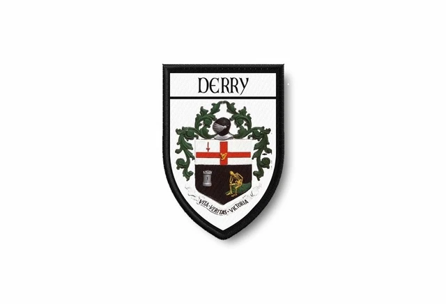 PATCH BORD RICAMATA Emblema Stampa Termoadesivo Ville Region UK Derry ...