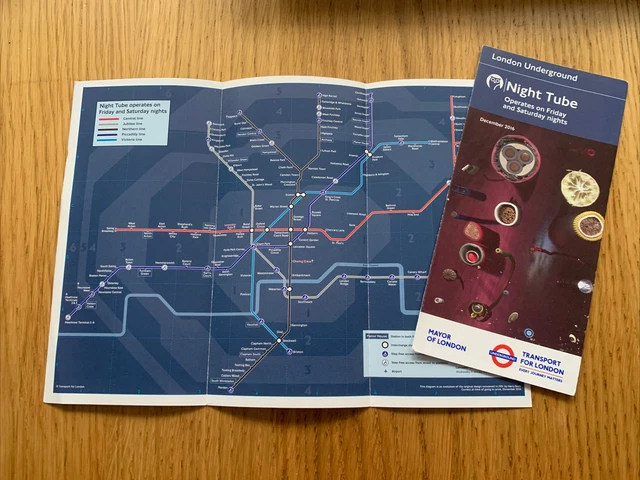 LONDON UNDERGROUND NIGHT Tube map - December 2016 edition £1.25 ...