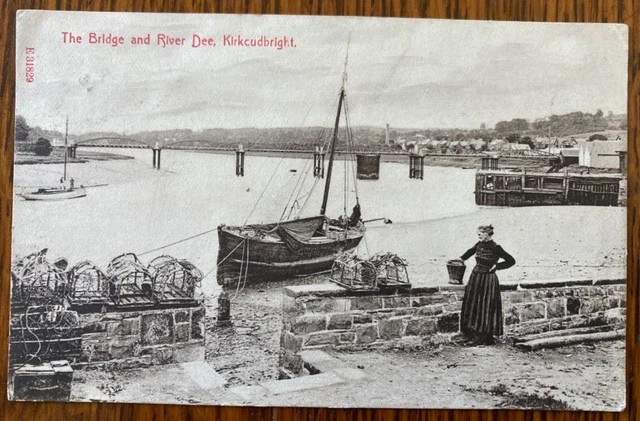 BRIDGE & RIVER DEE KIRKCUDBRIGHT Antique 1915 STENGEL Photograph Post ...