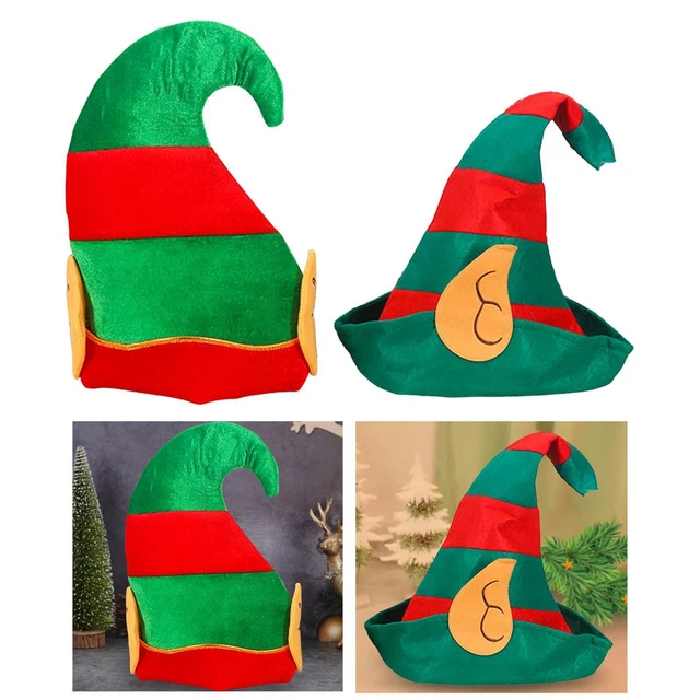 CHRISTMAS ELVES HAT with Ears Clown Hat Holiday Xmas Elf Costume ...