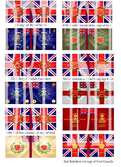 NAPOLEONIC BRITISH INFANTRY at Waterloo 28mm scale 6 flag sets £17.36 ...