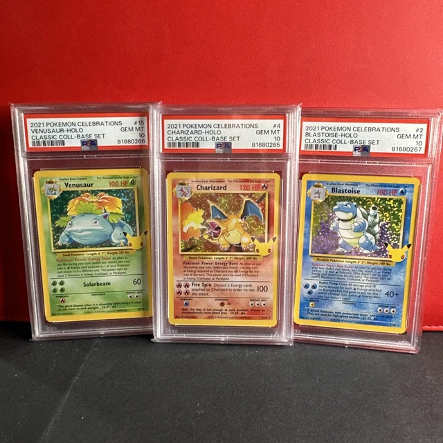 POKEMON TRIO CHARIZARD Venusaur Blastoise Set Base Psa 10 Celebrations ...