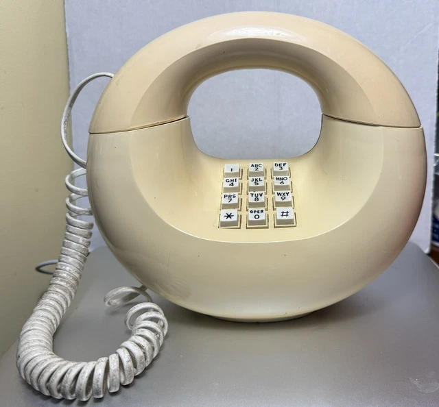 VTG 70S WESTERN Electric Sculptura Cream White Donut Phone Telephone ...