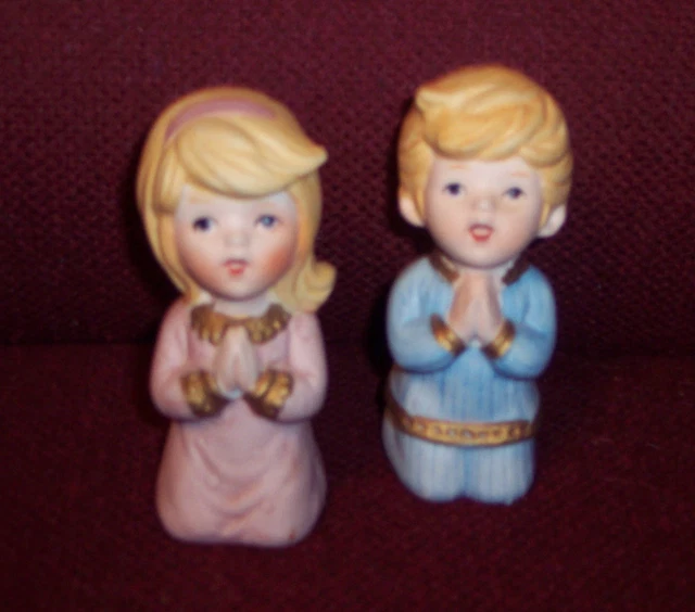 VINTAGE RETIRED HOMCO #5211 Boy & Girl Praying Prayers Figurines ...