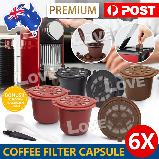 6PCS REFILLABLE REUSABLE Coffee Filter Capsule Pods For Nespresso Maker ...