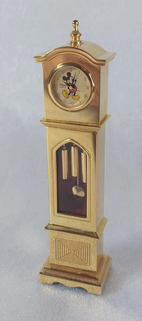 DISNEY MINI GRANDFATHER Clock Brass Mickey Mouse Time Works Rare - Not ...
