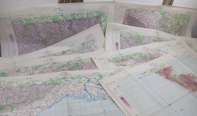 COLLECTION OF ORIGINAL post-WW2 RAF maps of GERMANY, ITALY, FRANCE etc ...