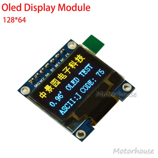 YELLOW&BLUE 3.3V 5V 0.96" SPI Serial 128X64 OLED LCD Display Module for ...