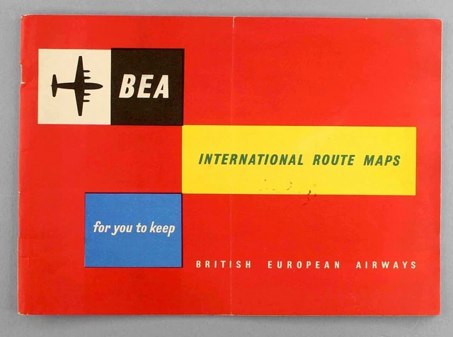 BEA BRITISH EUROPEAN Airways International Airline Route Maps 1950’S ...