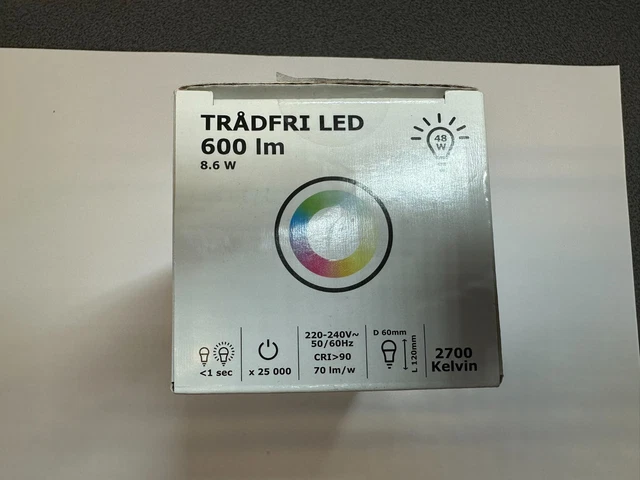 IKEA E27 TRADFRI RGB Smart Bulb Zigbee 600lm 8.6w Hue HomeAssistant £6. ...