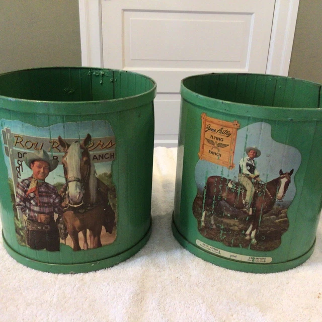 VINTAGE 2 1950S Cowboy Buckets Green Child'Western Decor, Roy Rogers ...