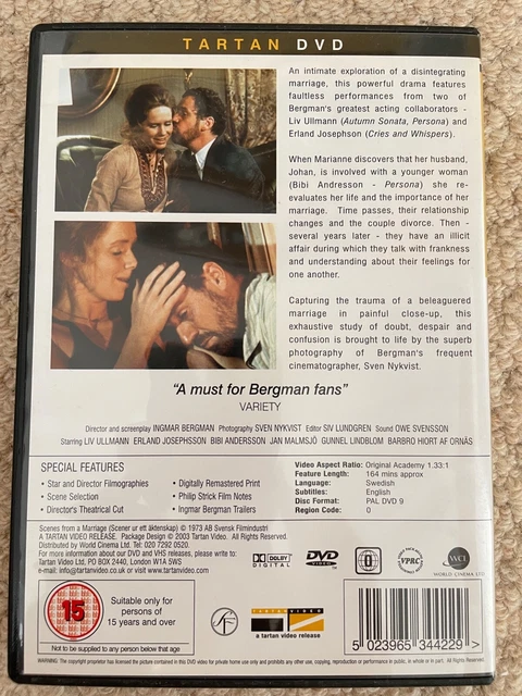 SCENES FROM A Marriage DVD Liv Ullmann, Ingmar Bergman - Tartan UK, New ...