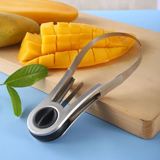 SILVERY FRUIT SPLITTER Durable Mango Peeling Tool Mango Digging Spoon ...