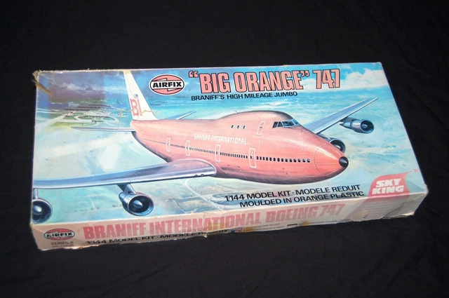 AIRFIX 1/144 SCALE Boeing 747-100 Series Jumbo Jet Braniff Big Orange ...