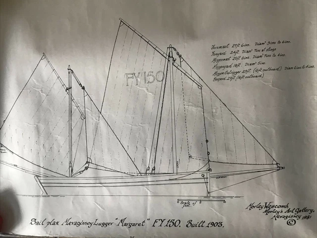 FISHING BOAT DRAWING - Mevagissey Lugger- Margaret by M Wescomb £90.00 ...