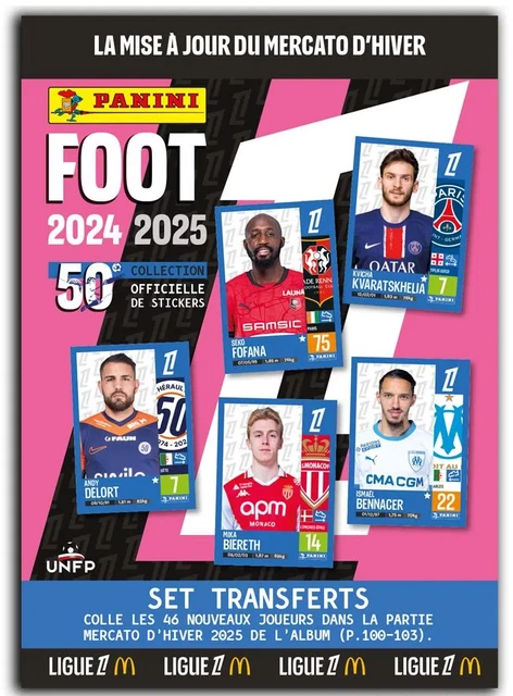 ROOKIE SET TRANSFERTS Foot 2025 panini championnat de france vignette ...