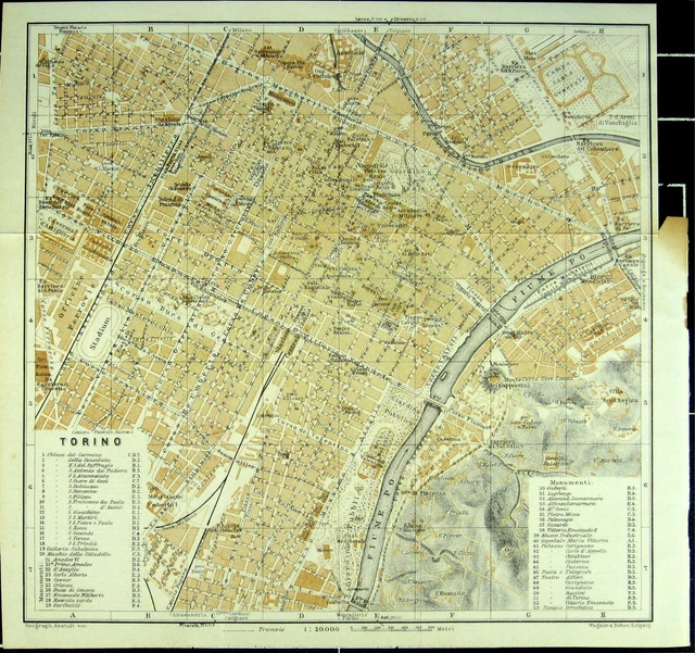 TORINO / TURIN, alter Stadtplan (map of the old city), dated 1931 £12. ...
