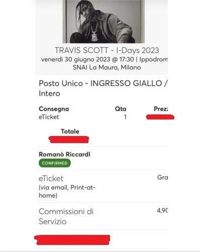 BIGLIETTO CONCERTO - Travis Scott Milano Ippodromo 30/06/2023 IDAY'S ...