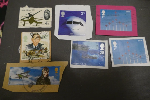 7 PLANES AIRCRAFT British UK commemorative postage stamps postal GB £1. ...