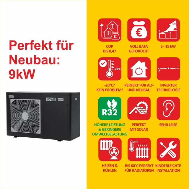 WÄRMEPUMPE NEUBAU A+++ Wärmepumpe 9 kW Inverter Luft Wasser Monoblock BAFA EUR 5.129,05 ...