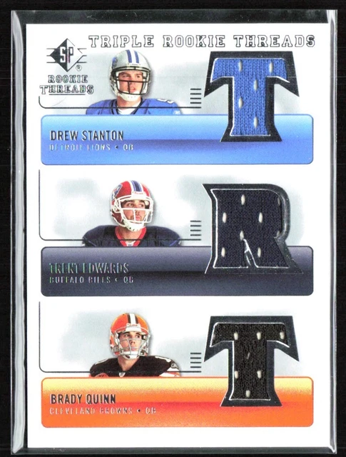 MAILLOT TRIPLE BRADY Quinn/Drew Stanton/Trent Edwards 2007 SP Rookie ...