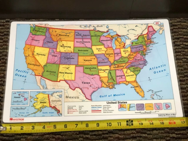 PRISTINE 17&X11& LAMINATED double sided United States 2C & World Map 2D ...